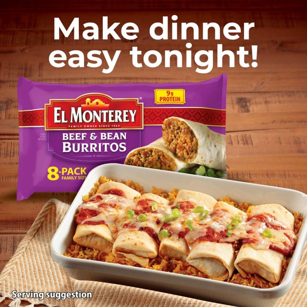El Monterey®️ Family Pack Beef & Bean Burritos - Ruiz Foodservice
